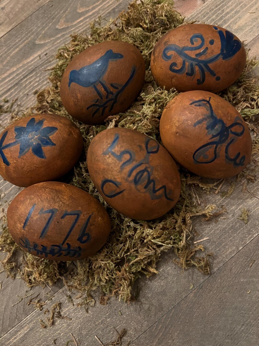 Rustic Eggs, Set of Six! Prim, Country Decor, Grungy, Handpainted ...