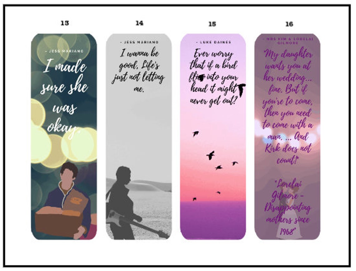 Gilmore Girls Quote Bookmarks Tv Show Bookmarks Gilmore Etsy