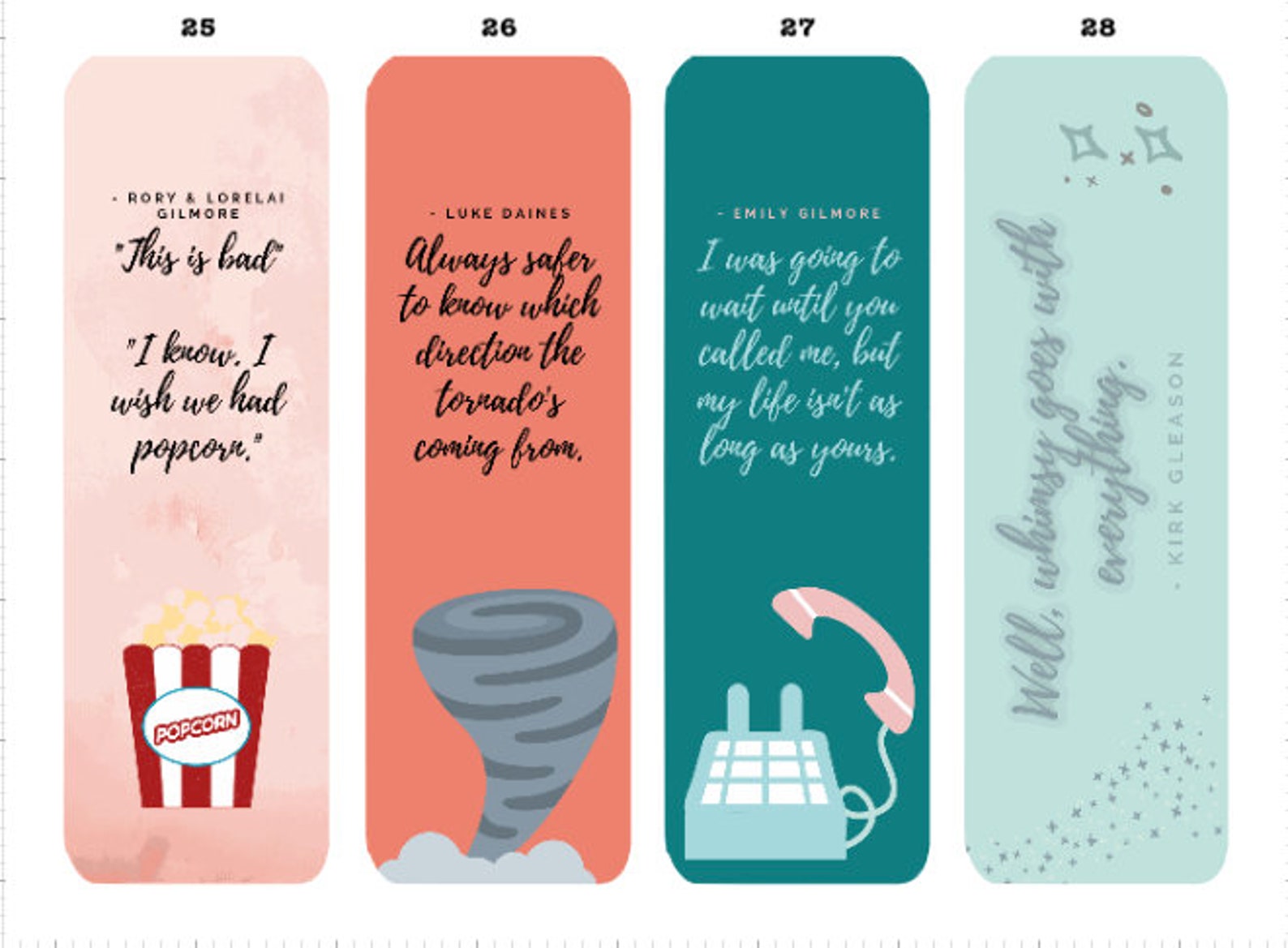 Gilmore Girls Quote Bookmarks Tv Show Bookmarks Gilmore Etsy