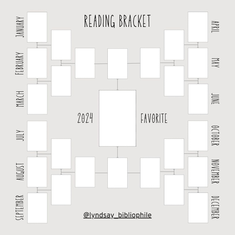 Monthly Reading Bracket Template 1 - Etsy