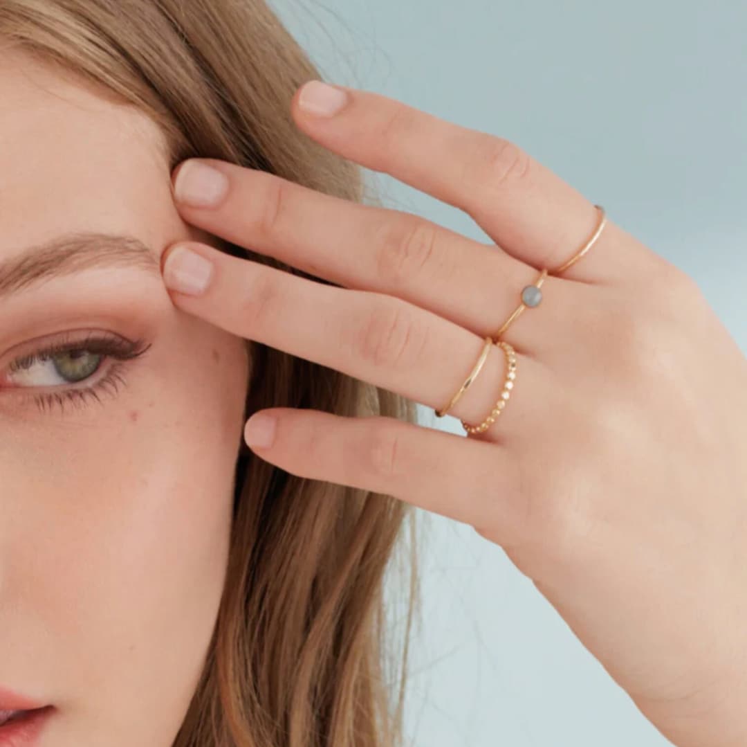 14k Solid Gold Dot Ring, Wedding Gift Dotted Ring, Wedding Band ...