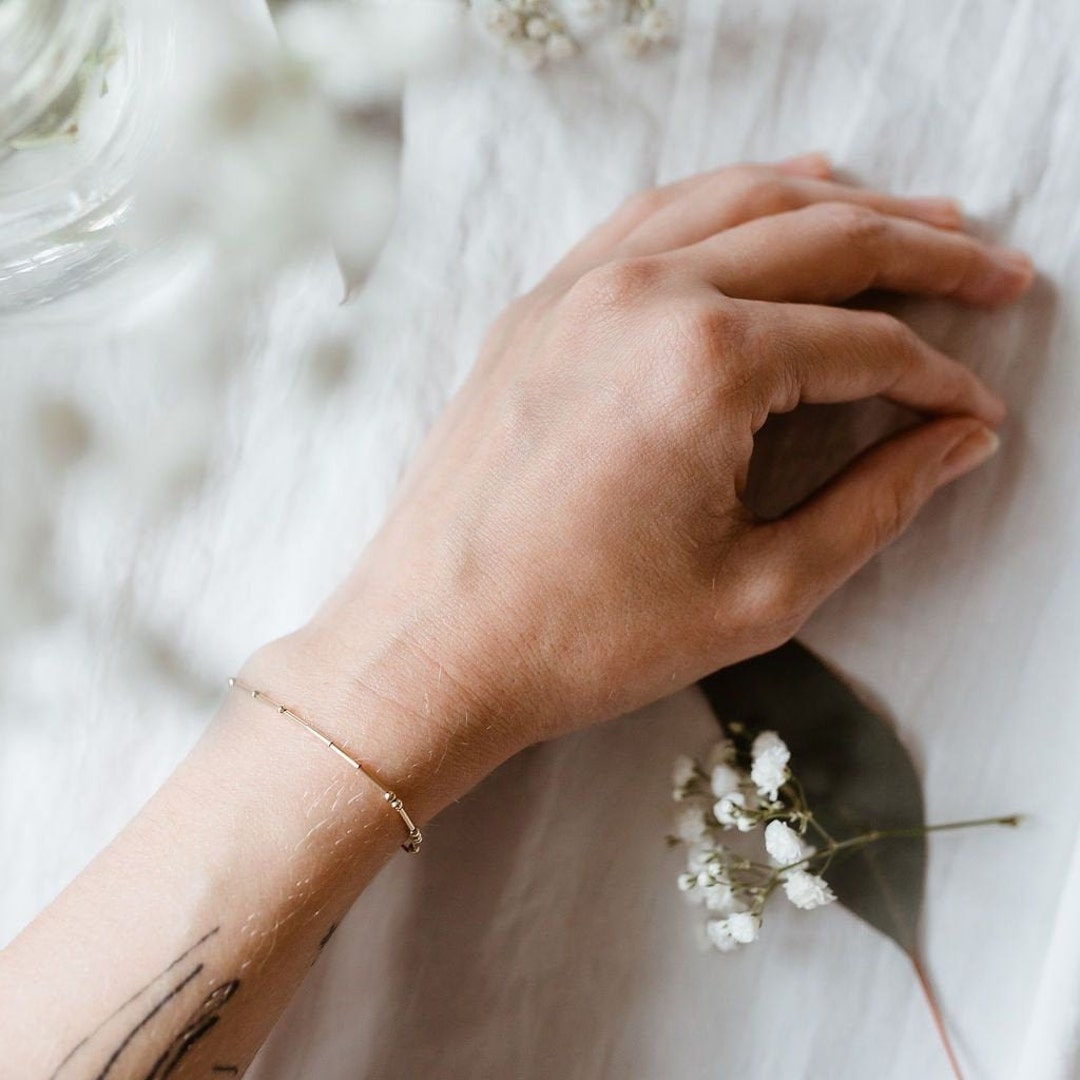 Custom Memorial Bracelet, Personalized in Memory of Bracelet, With 14K ...