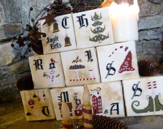 Pattern: Christmas Cubes Cross Stitch Primitive Hare - Etsy