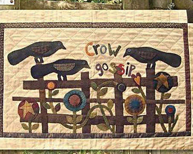 Pattern: Crow Gossip Wool Applique Pattern by Primitive Pieces by Lynda ...