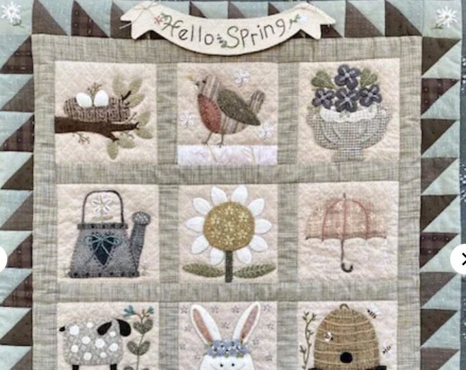 Pattern: Wool Applique Mini Quilt "hello Spring" by Heart to Hand - Etsy