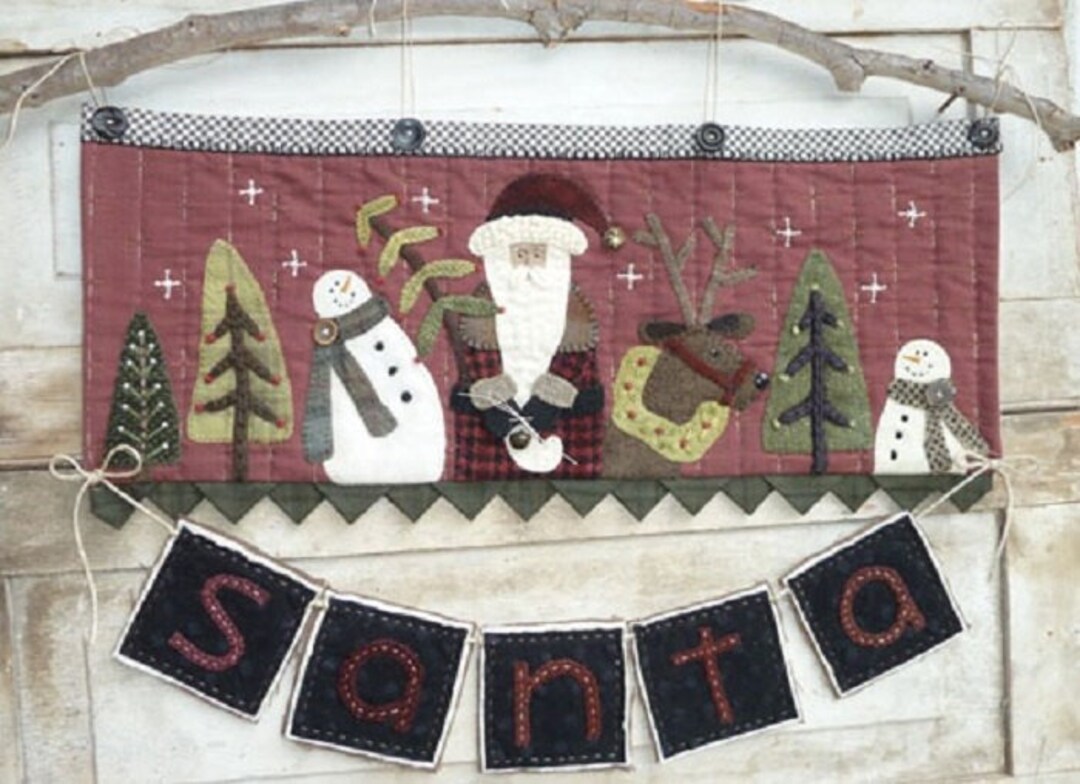 Pattern: S is for Santa Wool Applique Wall Hanging by Heart to Hand - Etsy