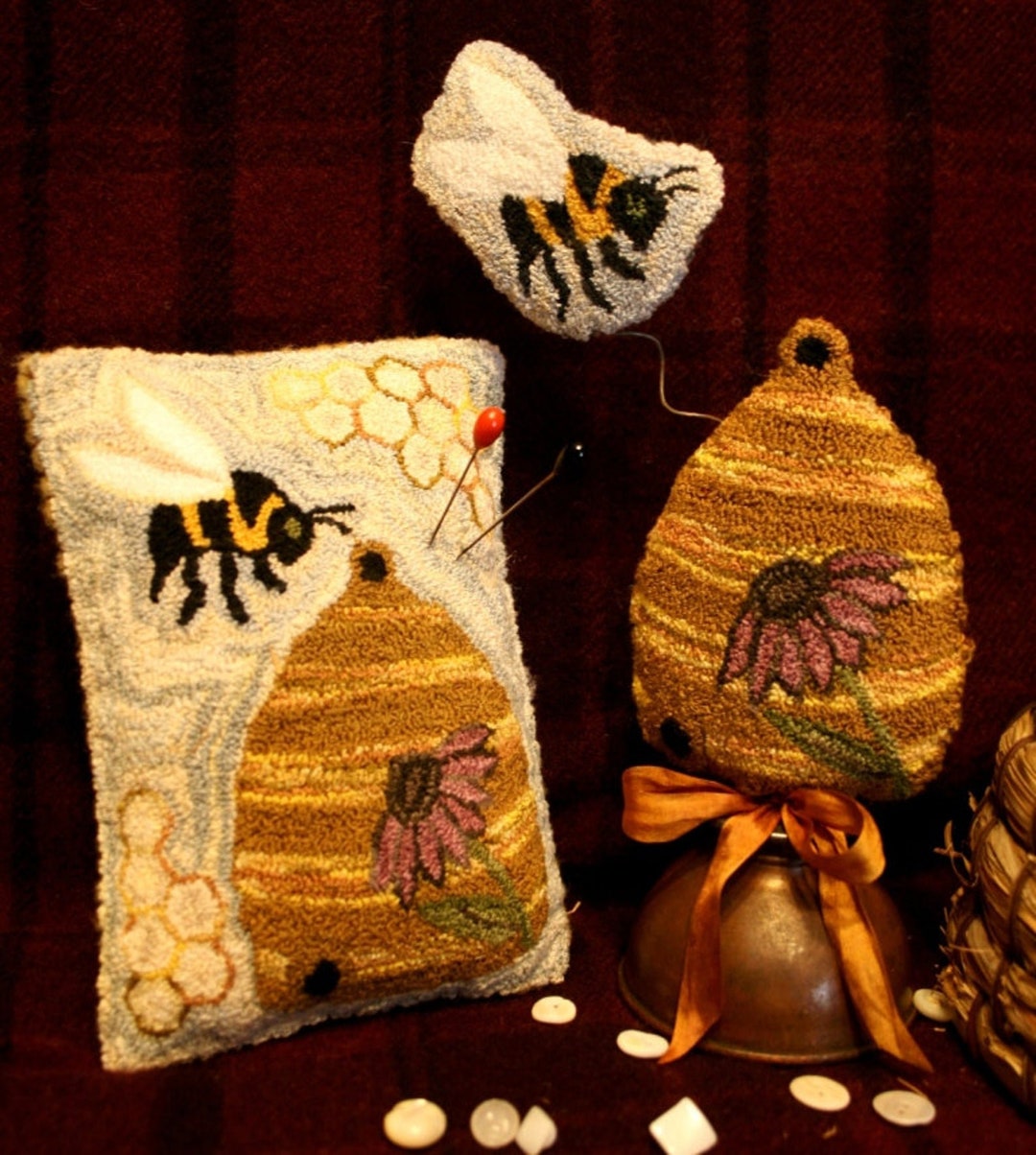 Pattern: " for the Love of Honey" Punch Needle by Fiddlestix Designs - Etsy