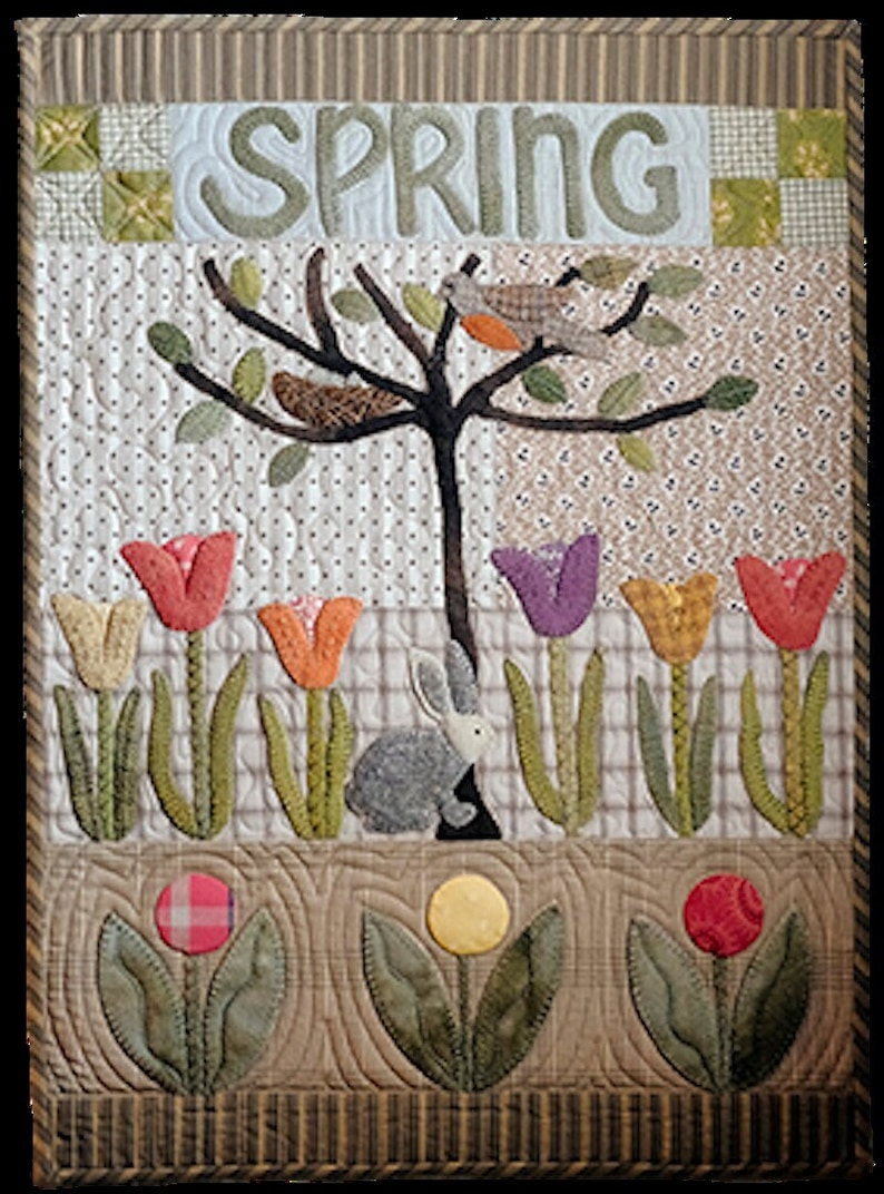 Pattern: spring Banner Wool Applique Wall Hanging - Etsy
