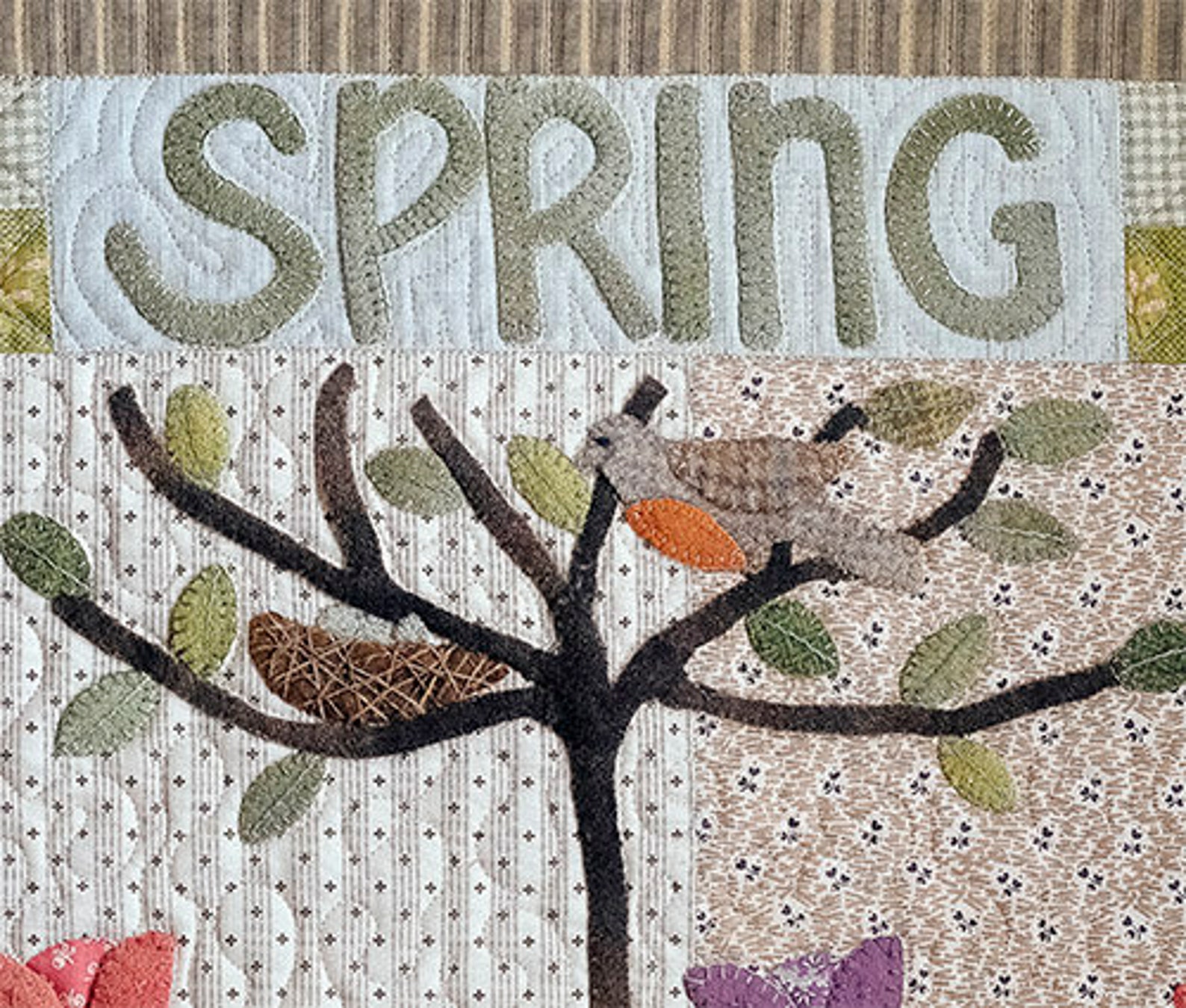 Pattern: spring Banner Wool Applique Wall Hanging - Etsy