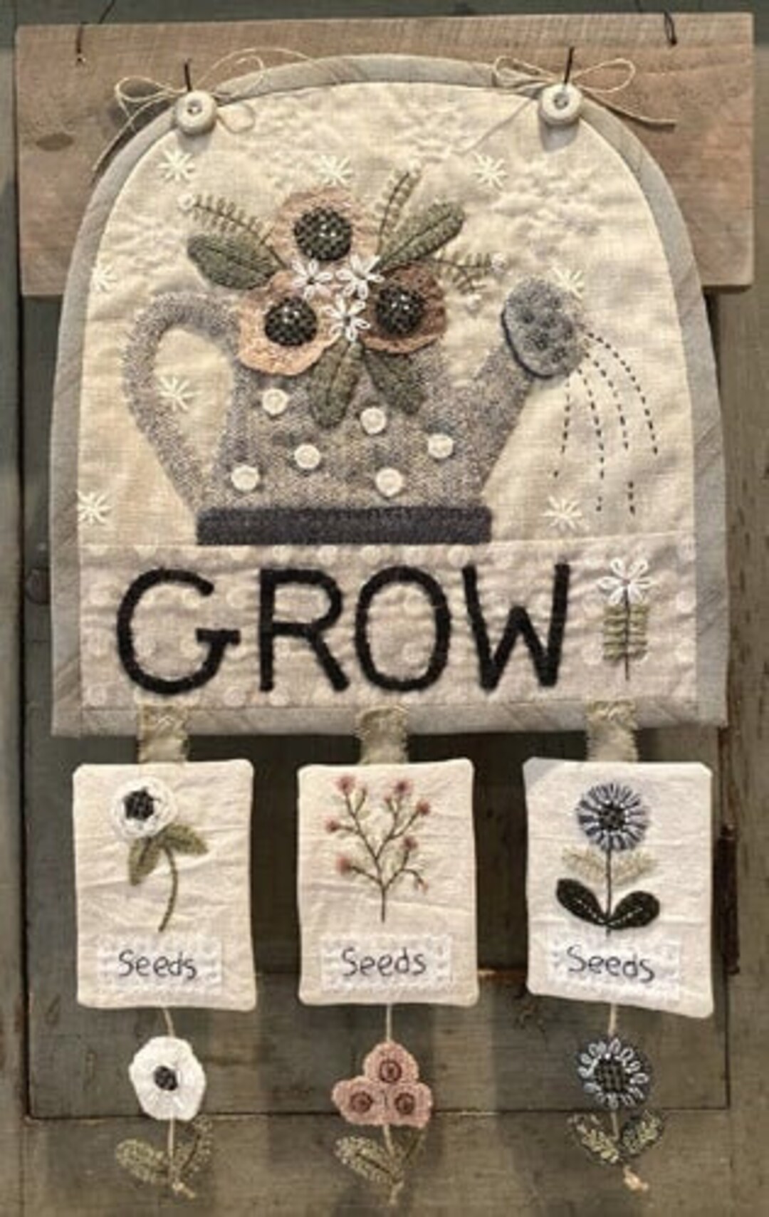 Pattern: GROW - Wool Appliqued Cotton Wall Hanging Design by Heart to ...