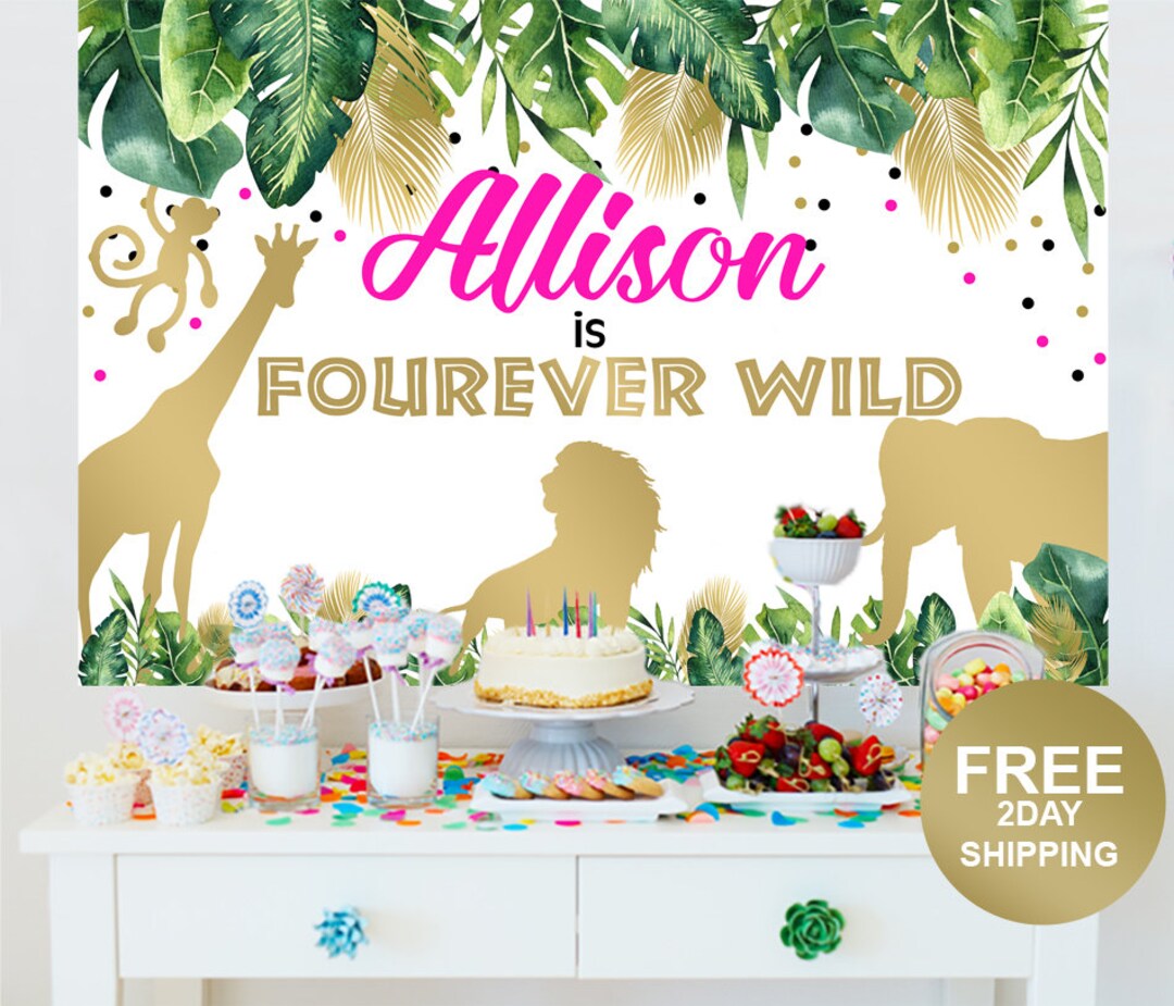 Fourever Wild Cake Table Backdrop, Wild Cake Backdrop, 4th Birthday ...