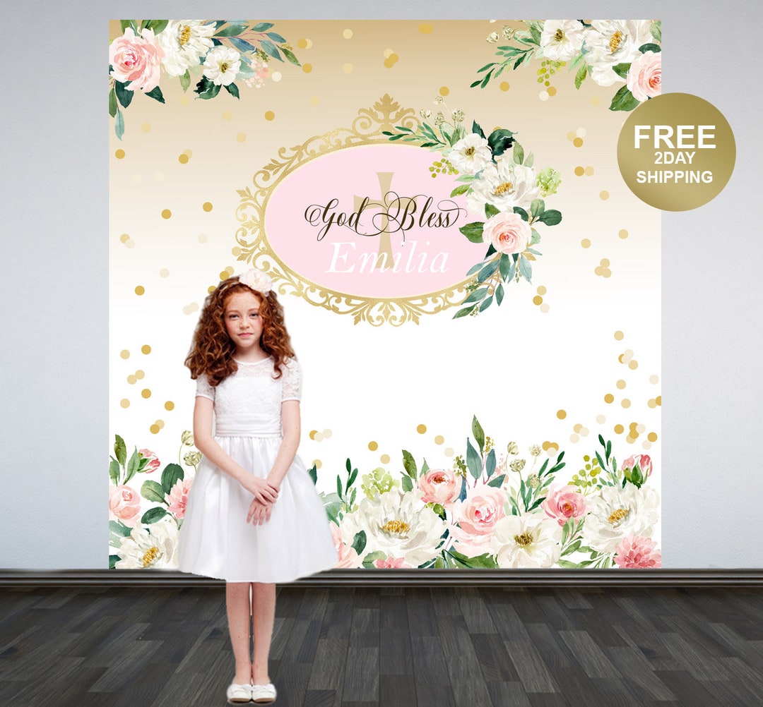Baptism Photo Backdrop, First Communion Backdrop, Christening Photo ...