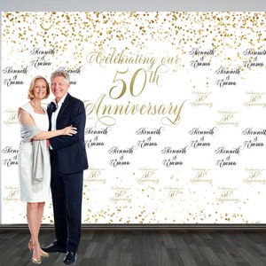 50th Anniversary Photo Backdrop, Golden Anniversary Backdrop ...