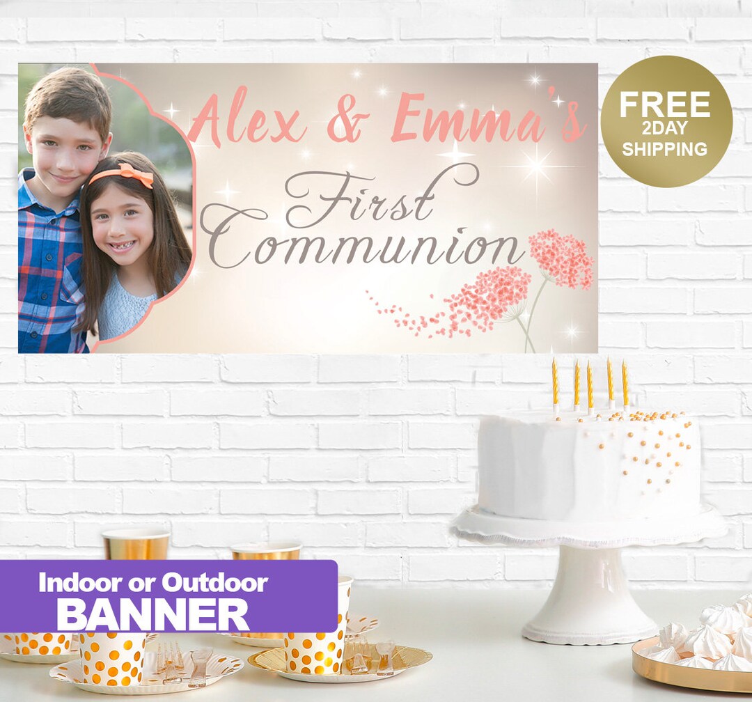 First Communion Personalized Banner- Religious Celebration Banner ...