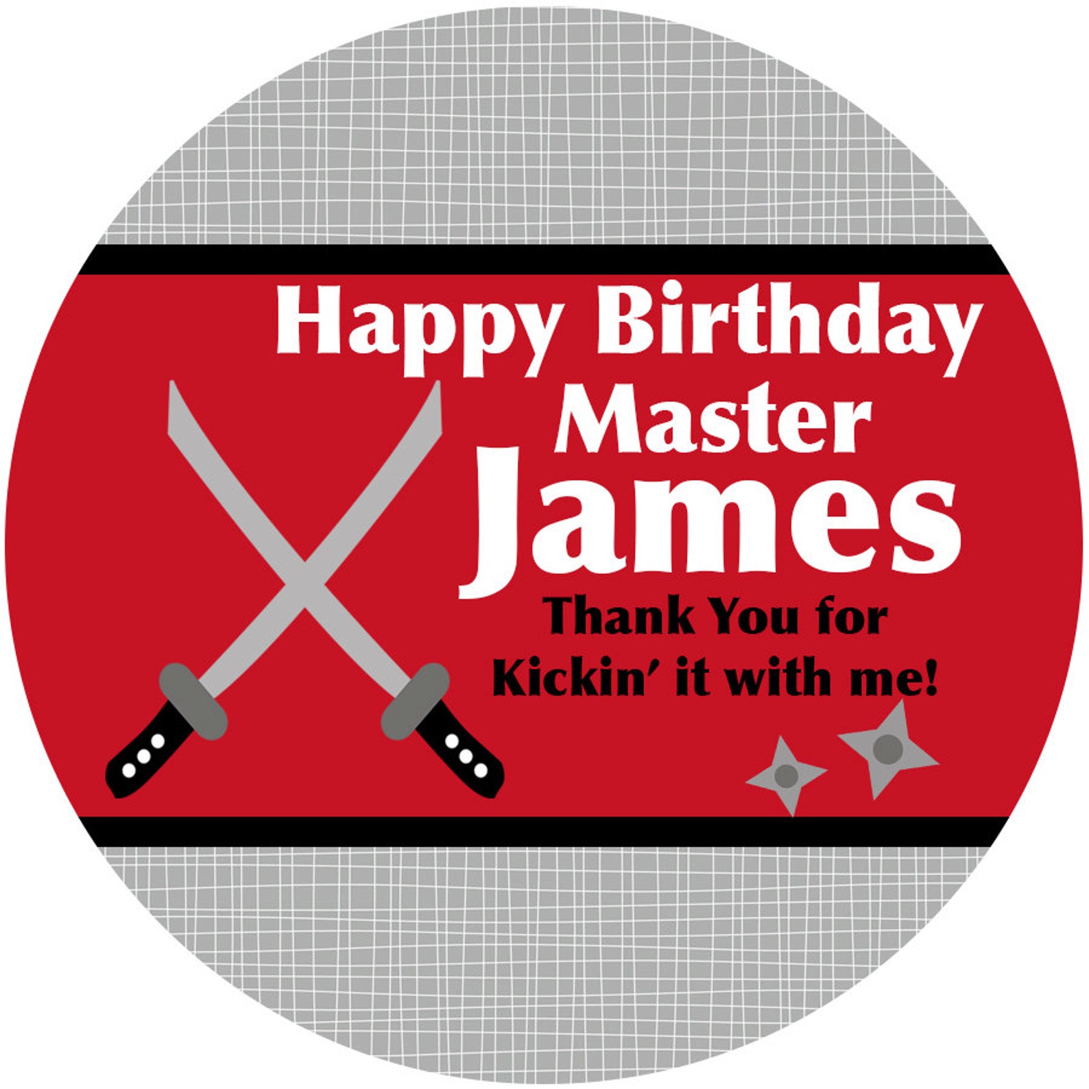 Personalized Stickers Ninja Swords Happy Birthday - Etsy