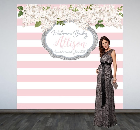 Welcome Baby Backdrop Photo Booth Backdrop Pink and White | Etsy