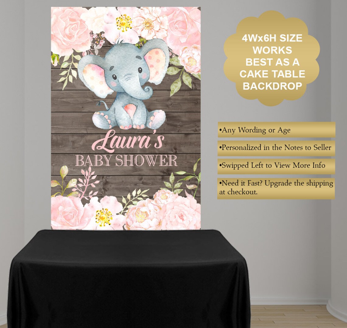 Elephant Baby Shower Backdrop Elephant Backdrop Vinyl - Etsy