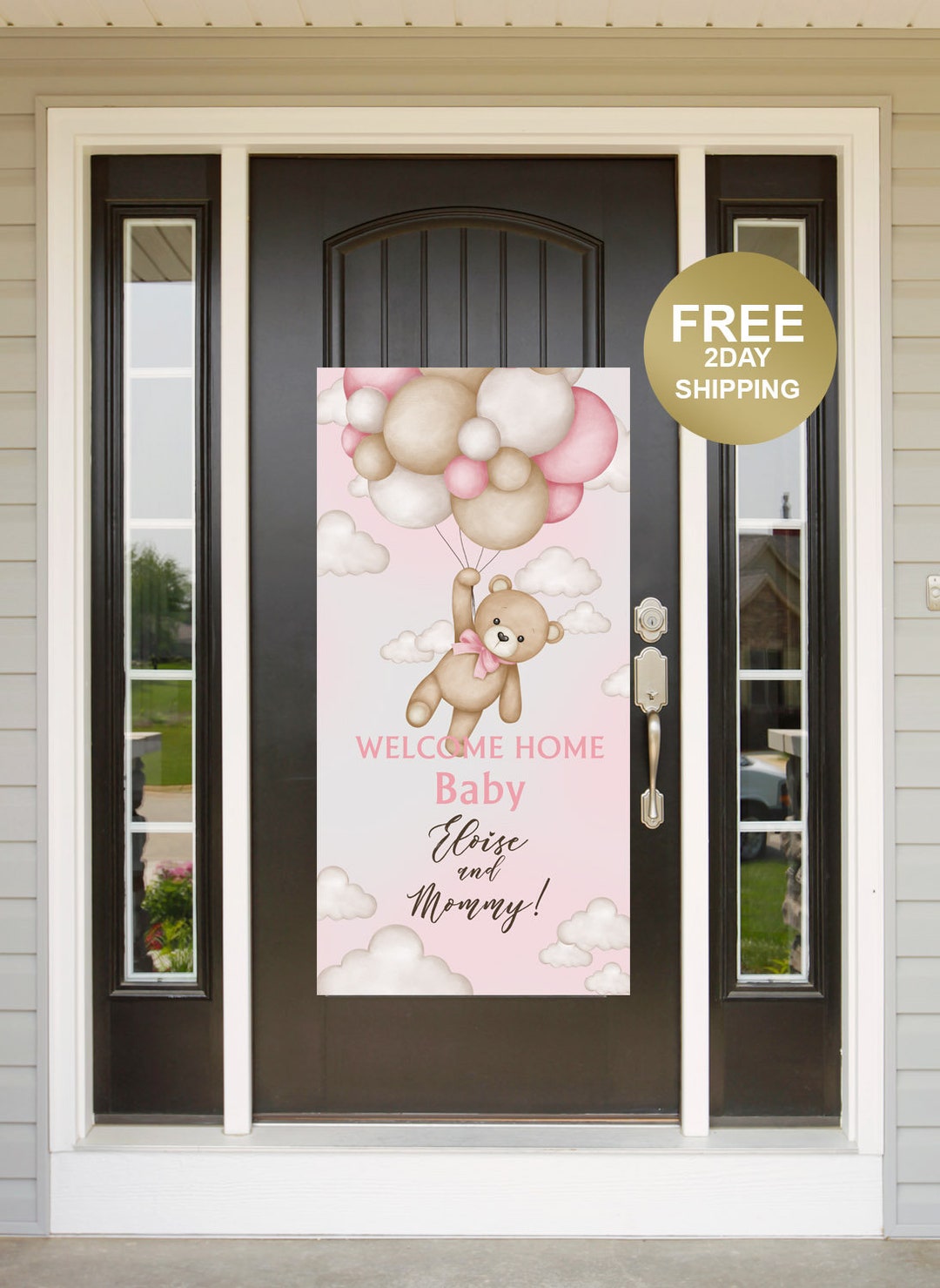 Bear Personalized Door Banner, Welcome Home Baby Banner | Welcome Mommy ...