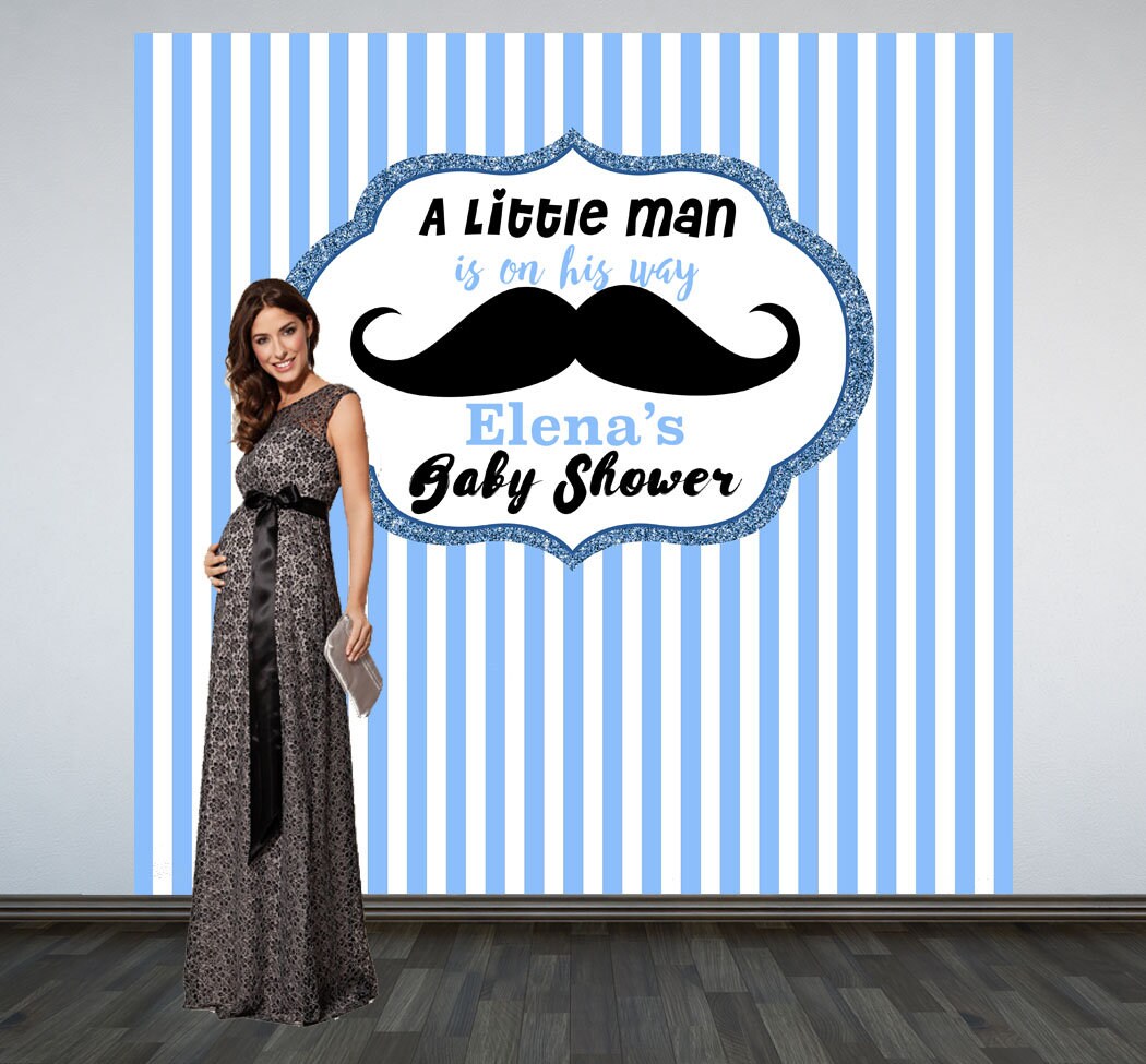 Little Man Baby Shower Backdrop Photo Booth Backdrop | Etsy