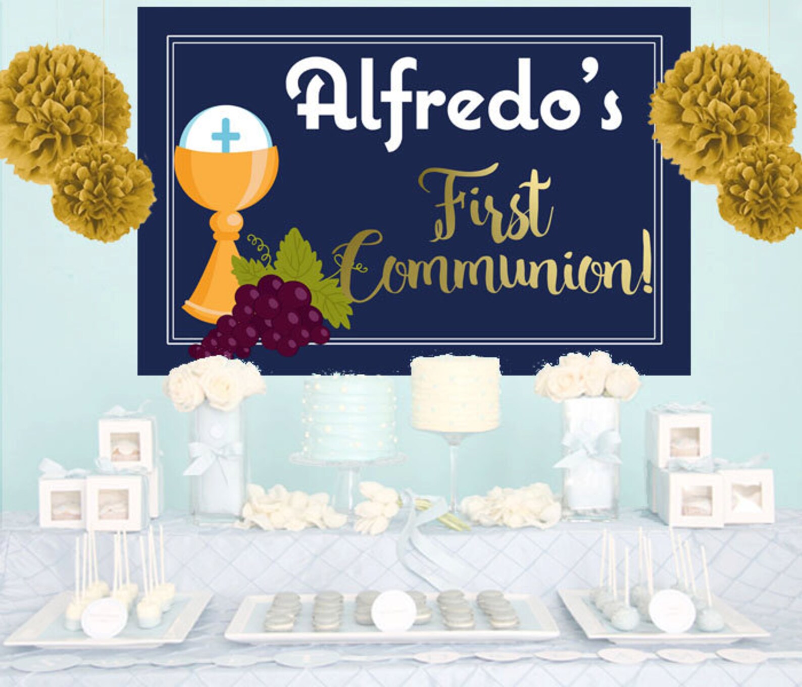 First Communion Personalized Backdrop Holy Communion Cake - Etsy