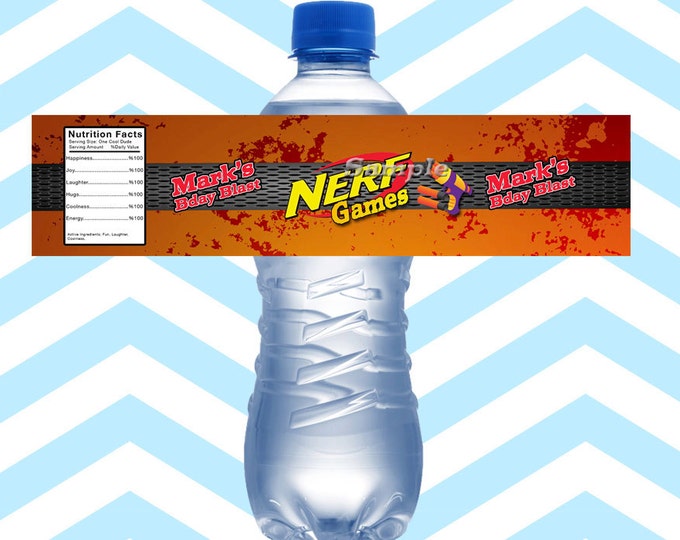 Water Bottle Labels Personalized Nerf Games NERF Wars Printed - Etsy