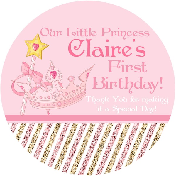 Personalized Princess 1st Birthday Stickers - Etsy