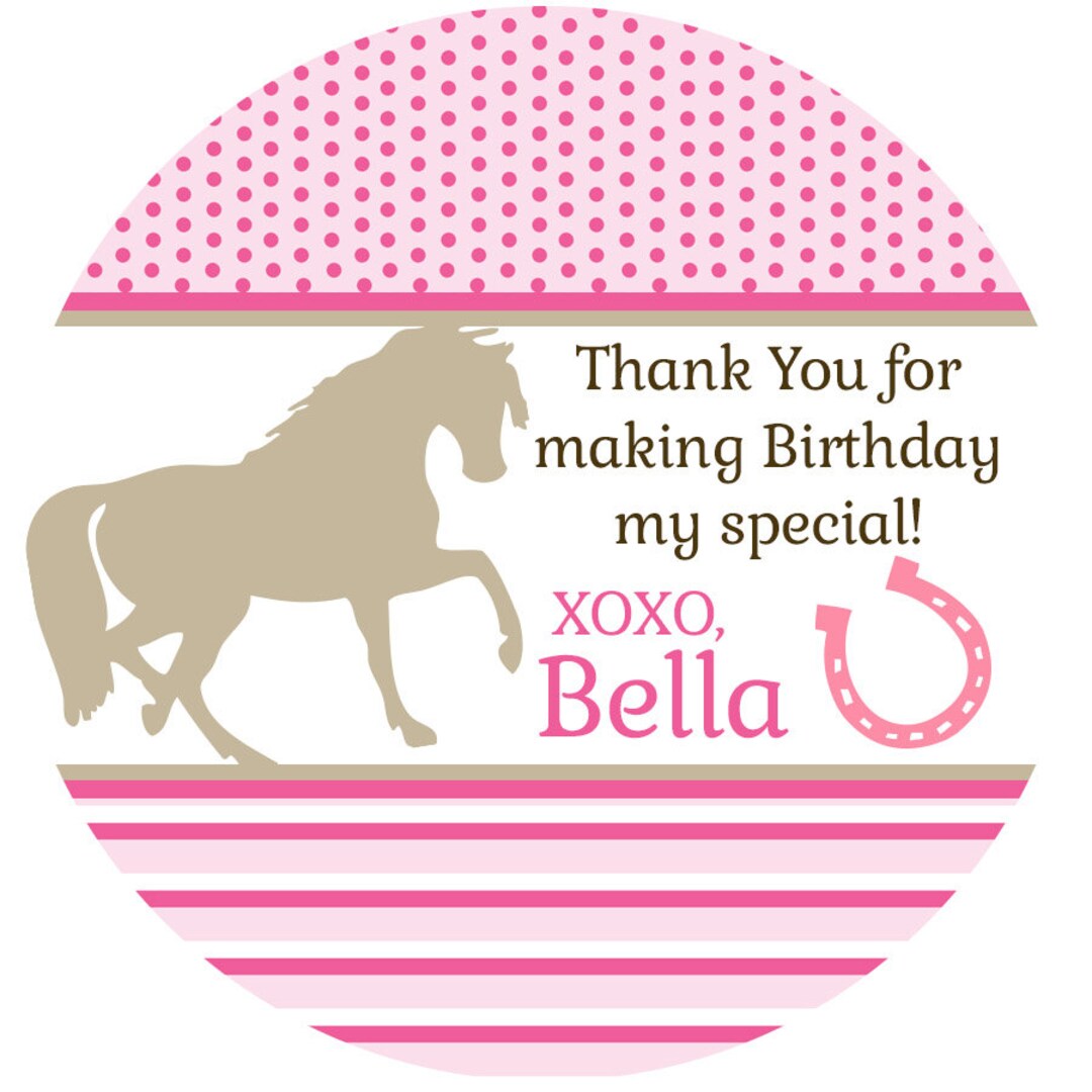 Personalized Stickers Horse Party, Pony Birthday Personalized Labels ...