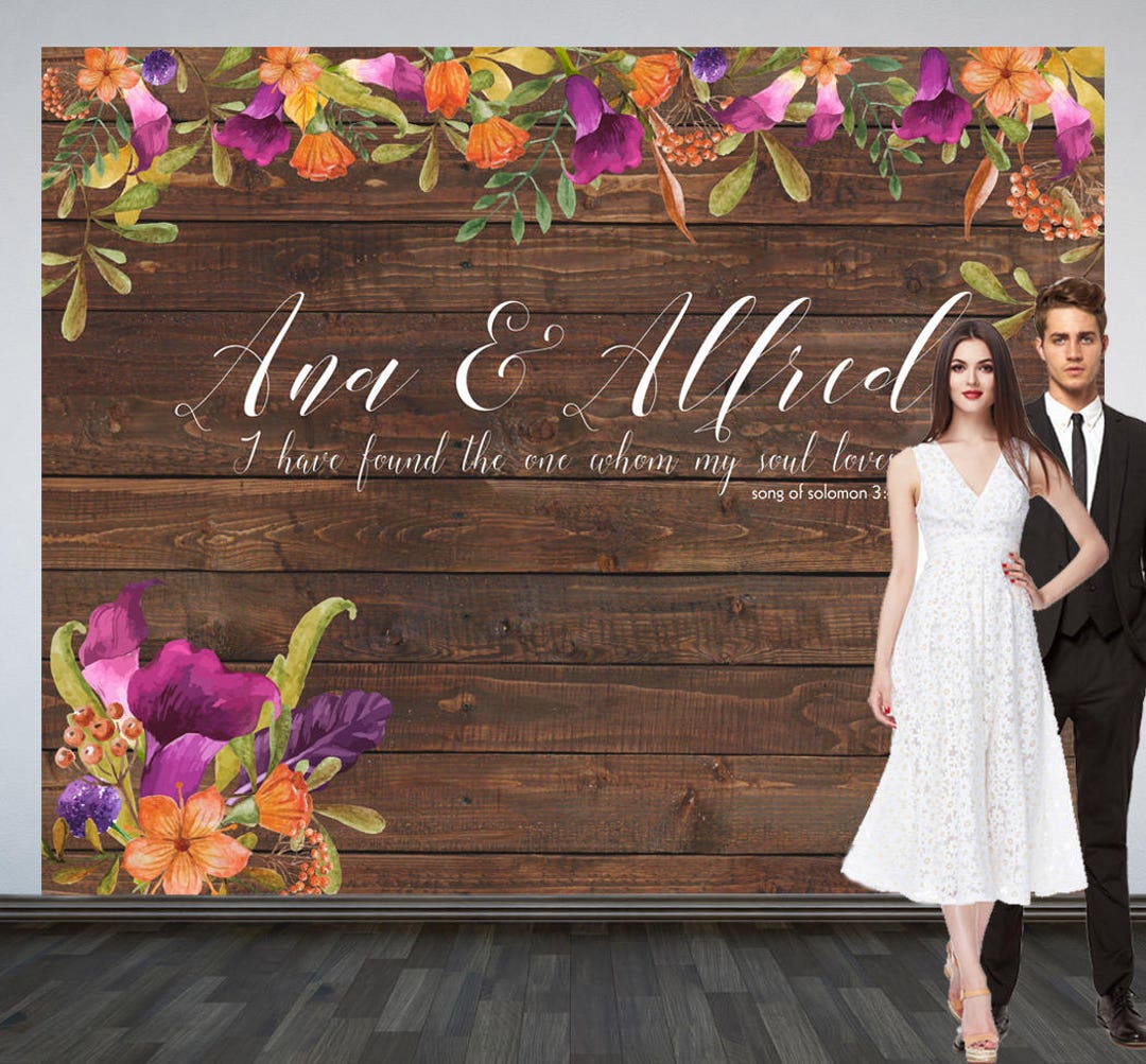 Rustic Fall Wedding Photo Backdrop, Printed Wedding Party Backdrop ...