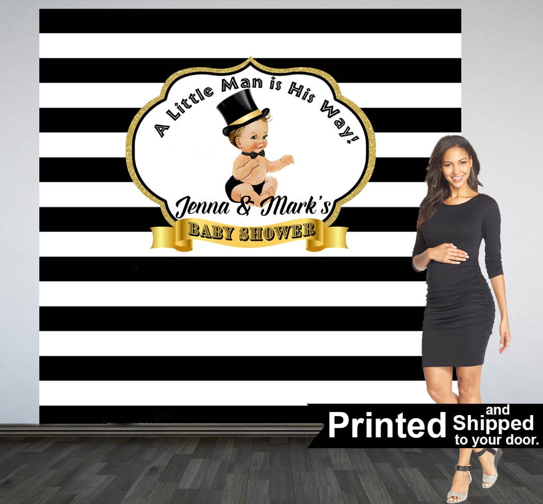 Welcome Little Man Photo Backdrop, Printed Party Backdrop, Baby Shower ...
