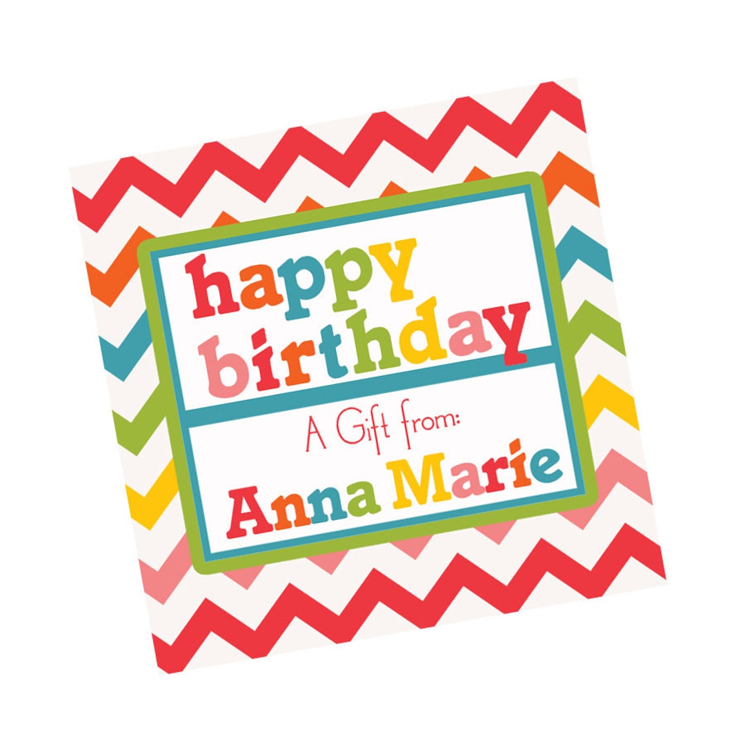 Happy Birthday Chevron Personalized Stickers, Birthday Personalized ...
