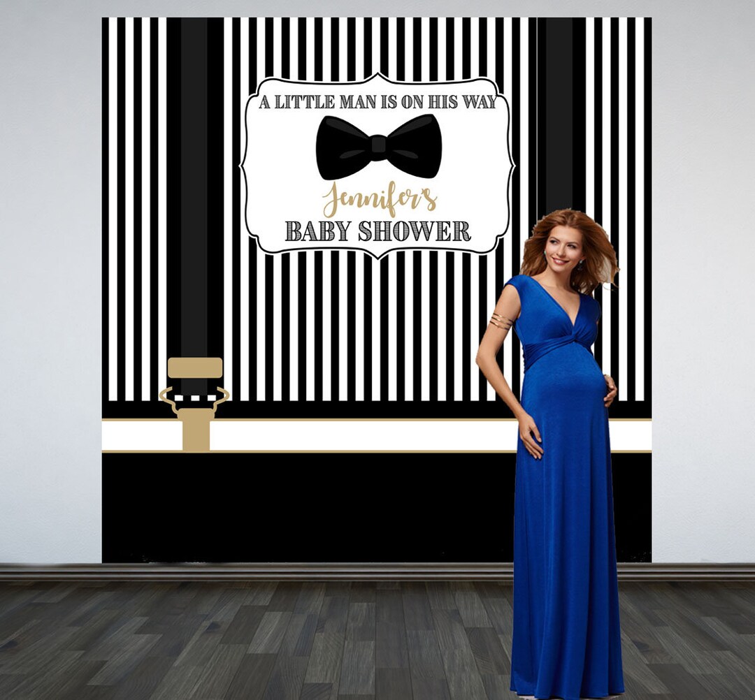 Little Man Baby Shower Backdrop | Photo Backdrop | Bow Tie Baby Shower ...