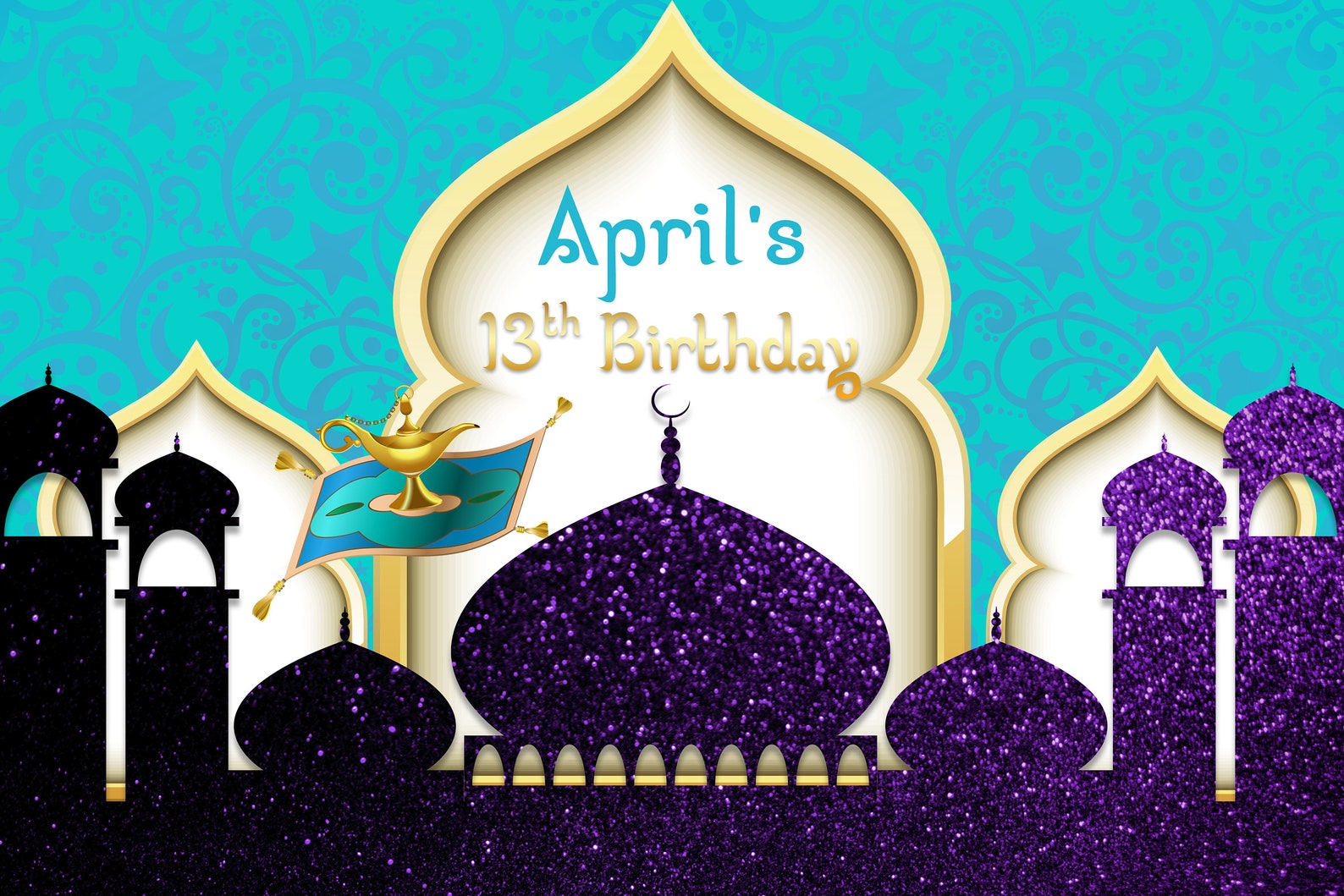 Arabian Nights Personalized Banner Birthday Cake Table - Etsy.de