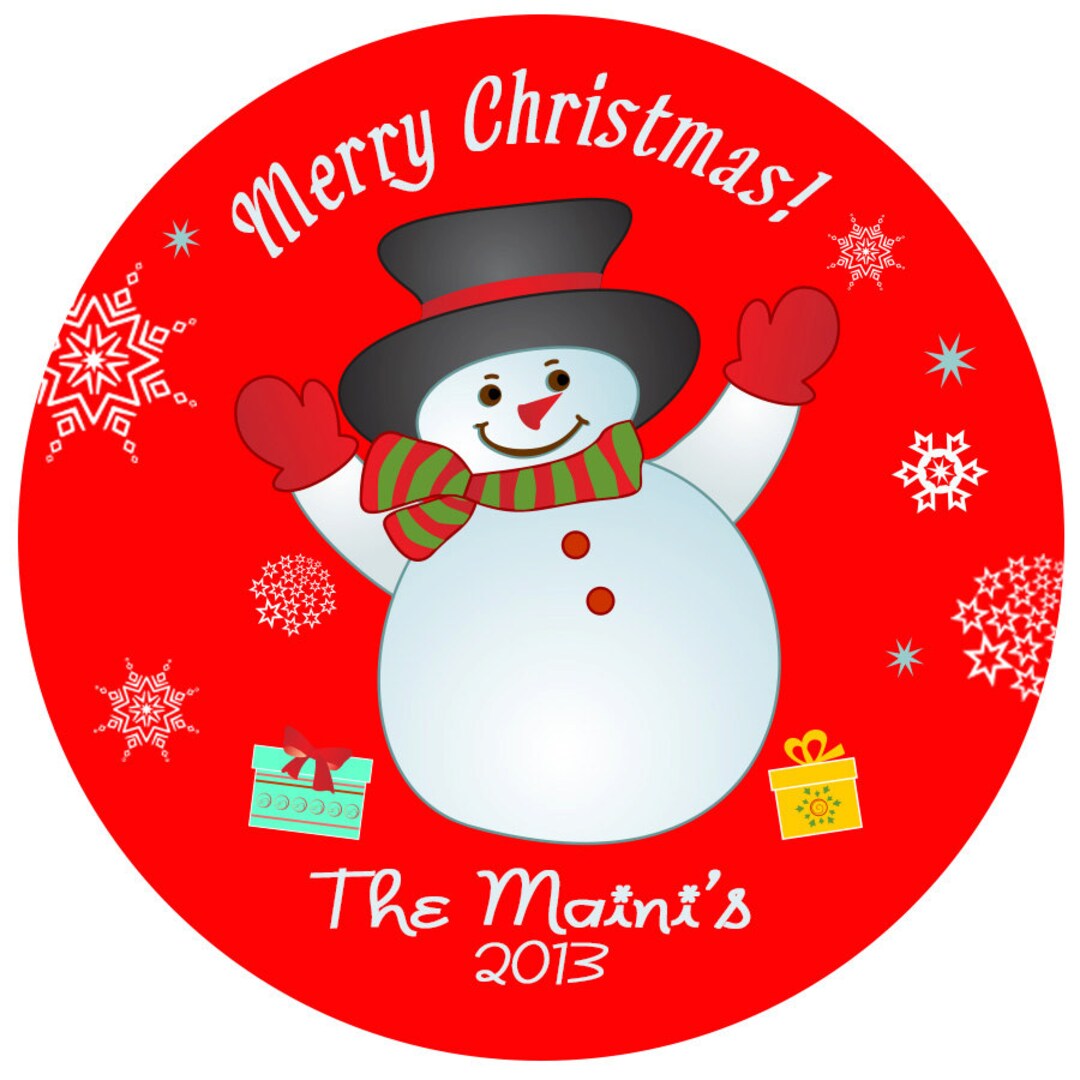 Merry Christmas Snow Man Address Labels, Happy Holidays Personalized ...