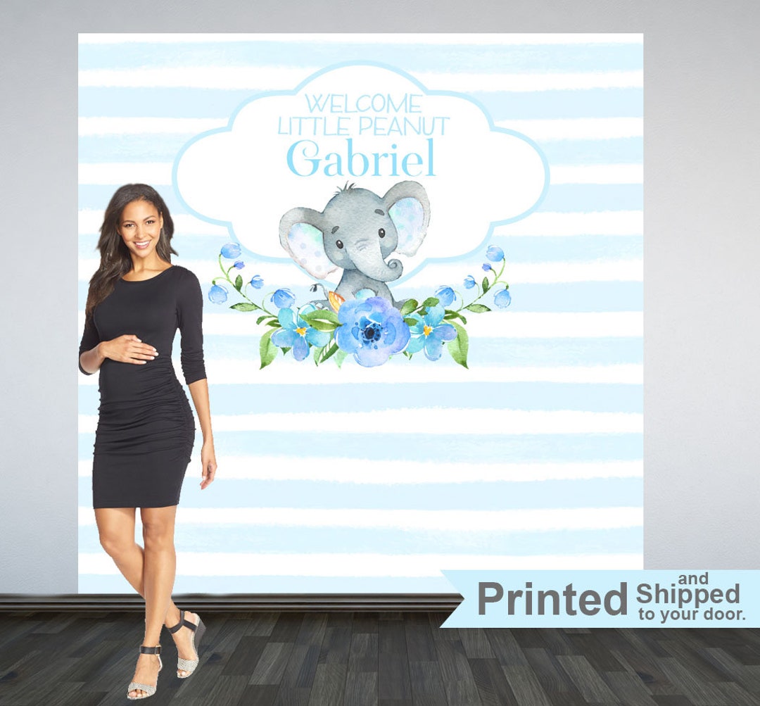 Baby Elephant Baby Shower Backdrop - Photo Booth Backdrop - It's a Boy ...