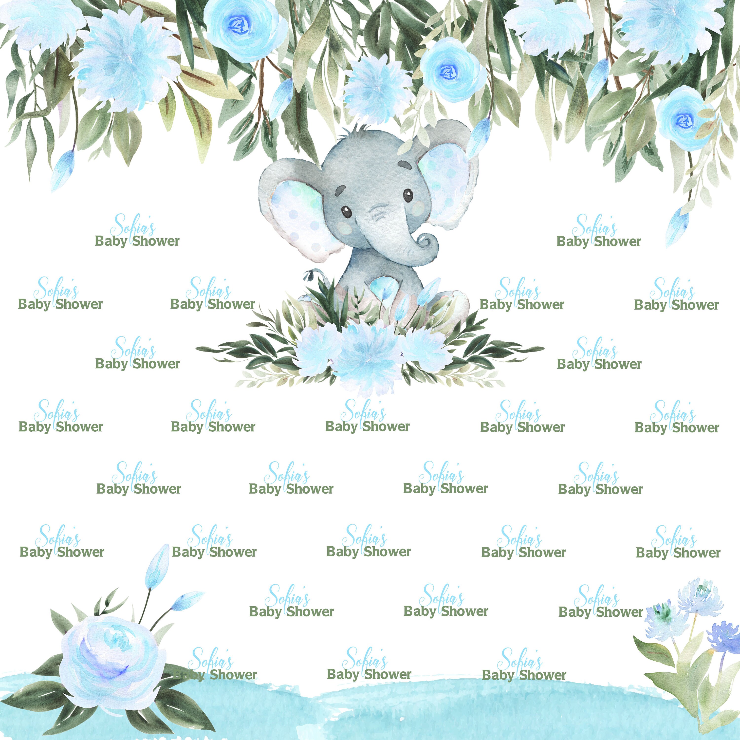 Baby Elephant Baby Shower Backdrop Photo Booth Backdrop - Etsy