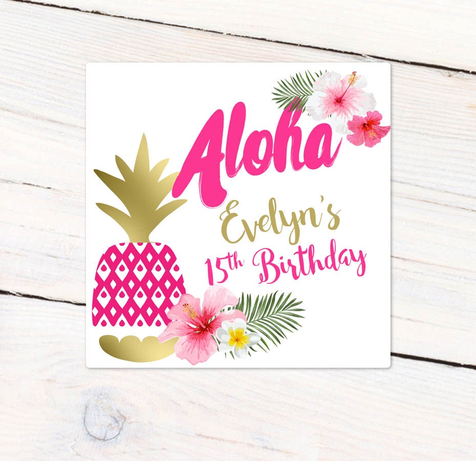 Aloha Summer Luau Personalized Labels Birthday Custom Labels - Etsy