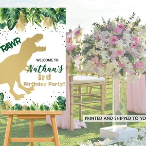 T-rex Welcome Sign | Dinosaur Photo Sign | Foam Board Printed Sign ...