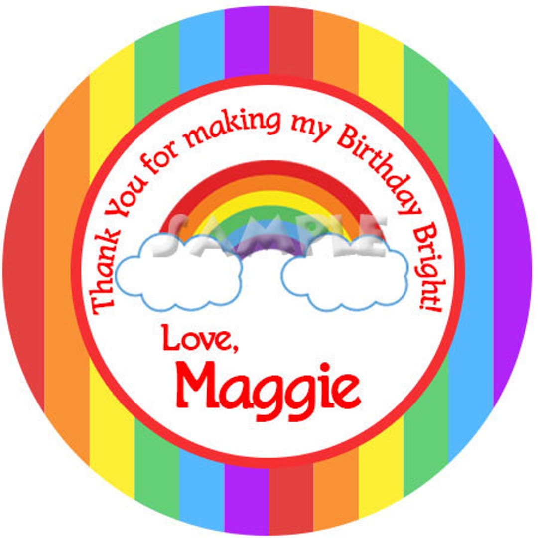 Rainbow Personalized Stickers, Colorful Birthday Personalized, Party ...