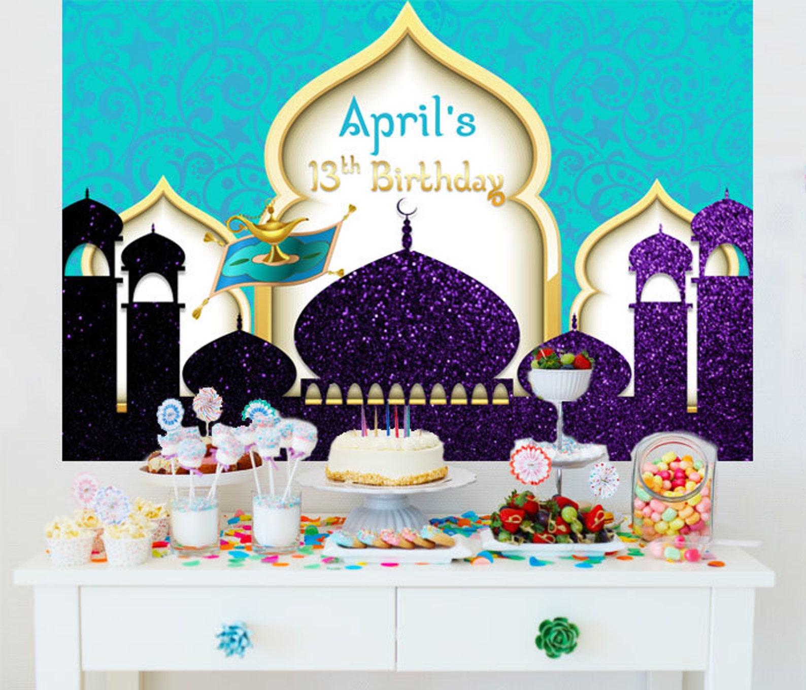 Arabian Nights Personalized Banner Birthday Cake Table - Etsy.de