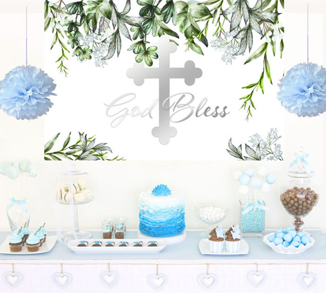 First Communion Personalized Backdrop | Holy Communion Cake Table ...