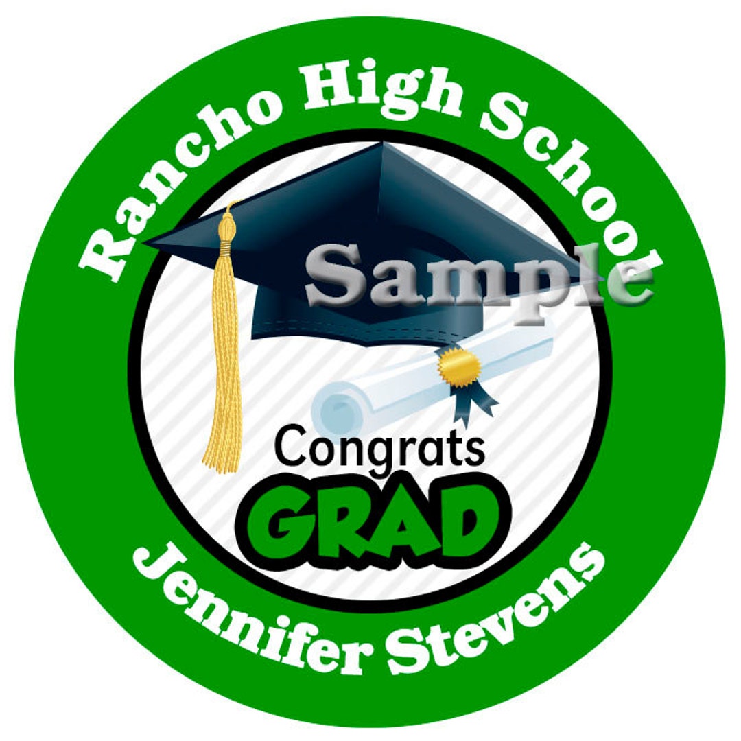 Graduation Green Personalized Stickers , High School, Kindergarten ...