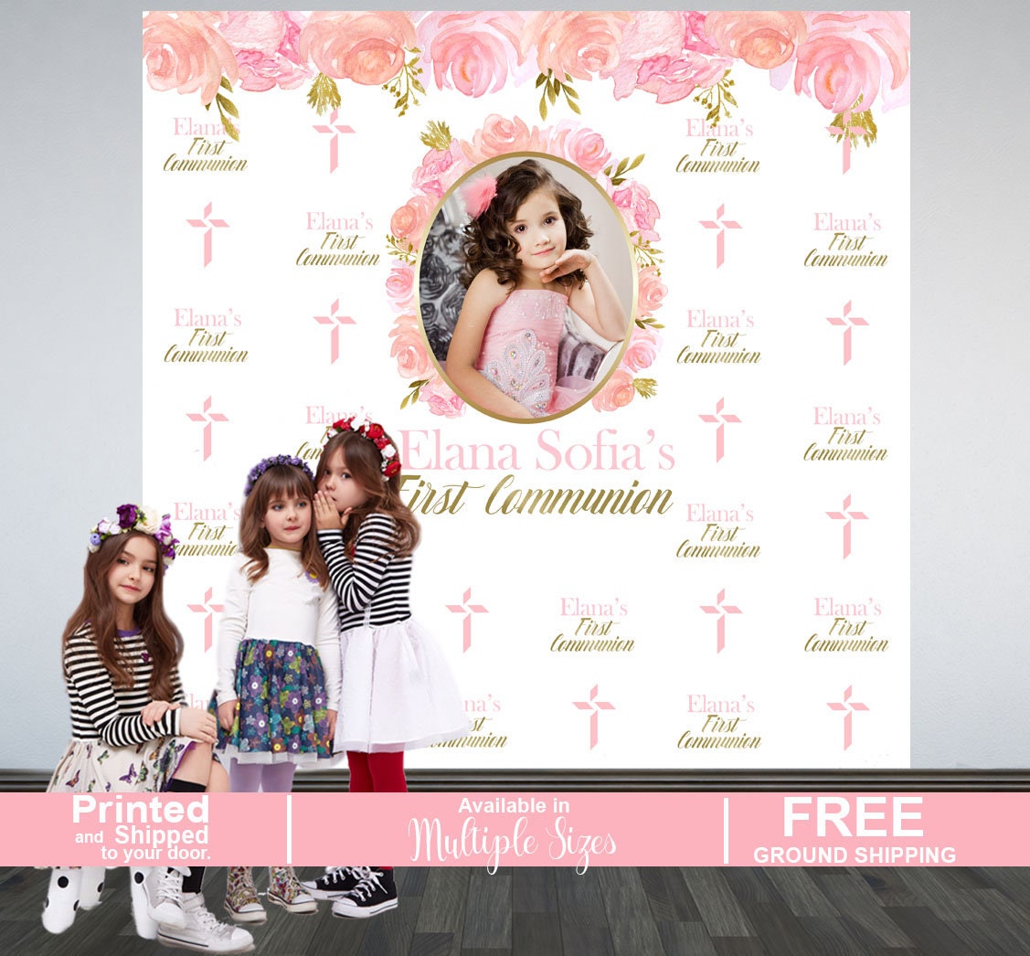 First Communion Photo Backdrop Baptism Photo Booth Backdrop | Etsy