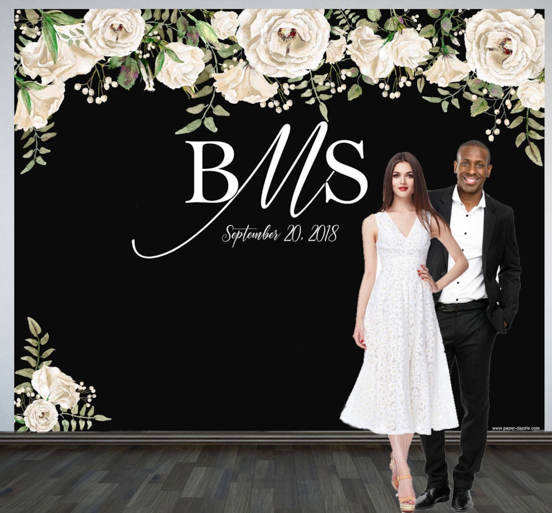 Wedding Monogram Photo Backdrop, Printed Custom Wedding Party Backdrop ...