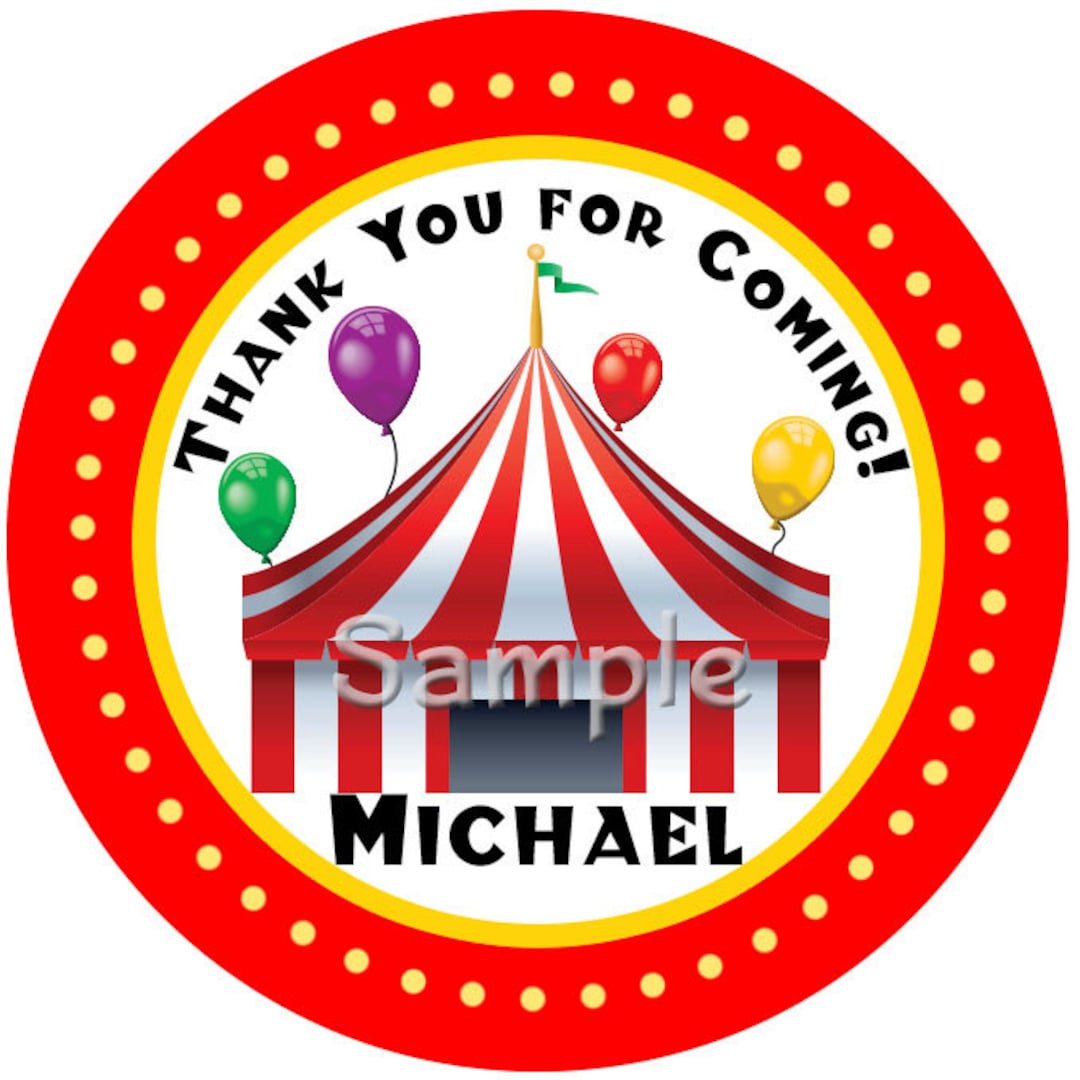 Personalized Stickers Circus Tent, Baby Shower and Birthday ...