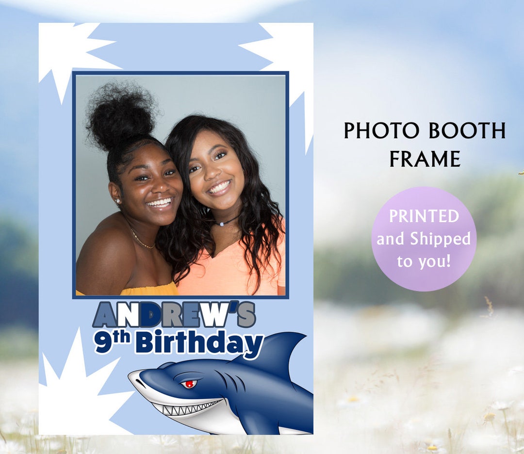 Shark Photo Booth Frame, Selfie Frame, Printed Selfie Frame, Birthday ...