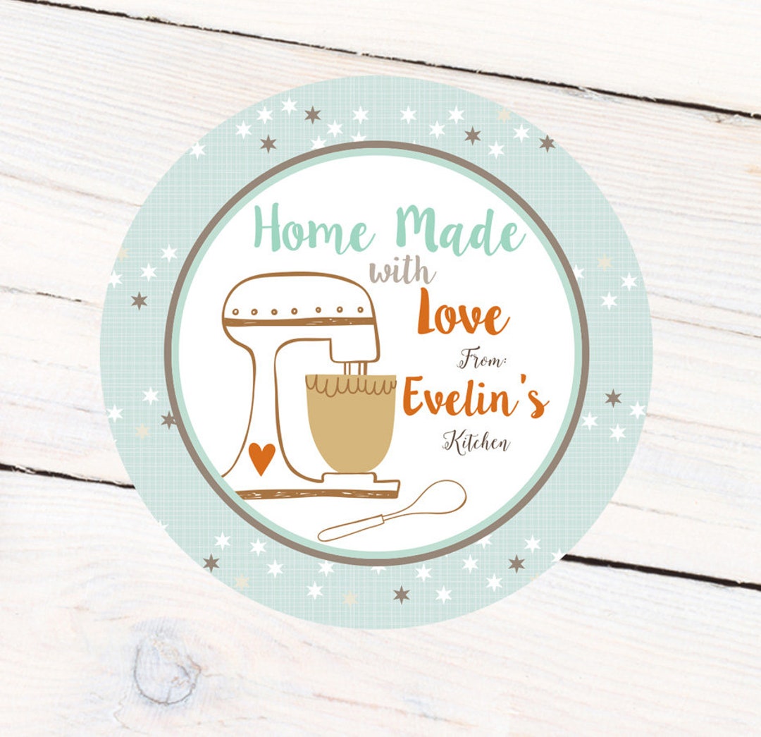Retro Baking Labels | Home Made Personalized Stickers | Kitchen Mixer ...