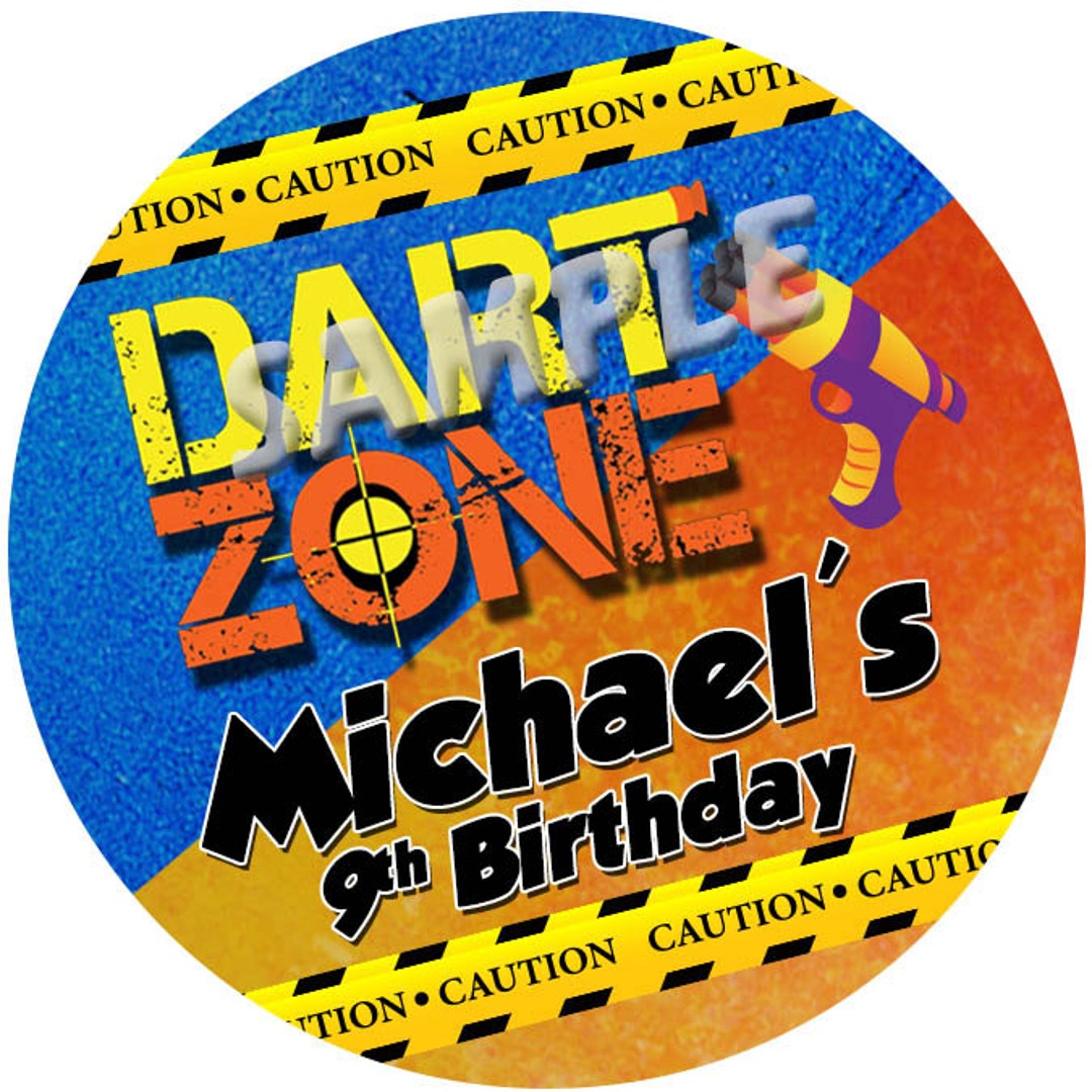 Personalized Stickers Dart Wars, Birthday Boy Dart Zone Personalized ...