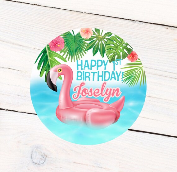 Flamingo Birthday Personalized Stickers Gift Tag Personalized | Etsy