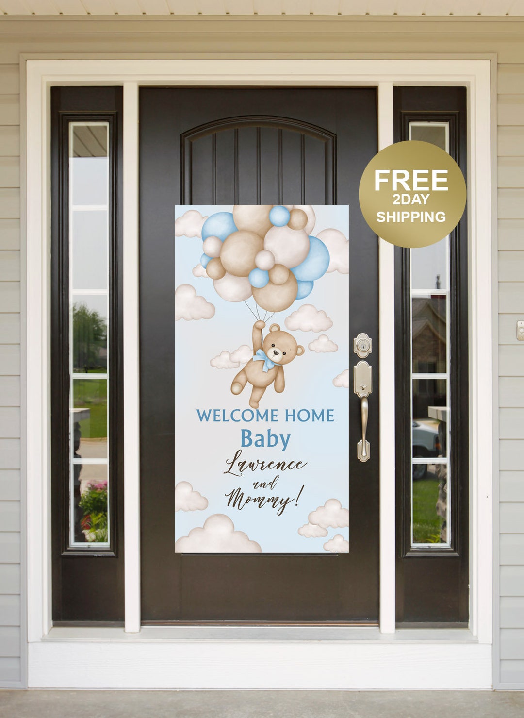 Bear Personalized Door Banner, Welcome Home Baby Banner | Welcome Mommy ...