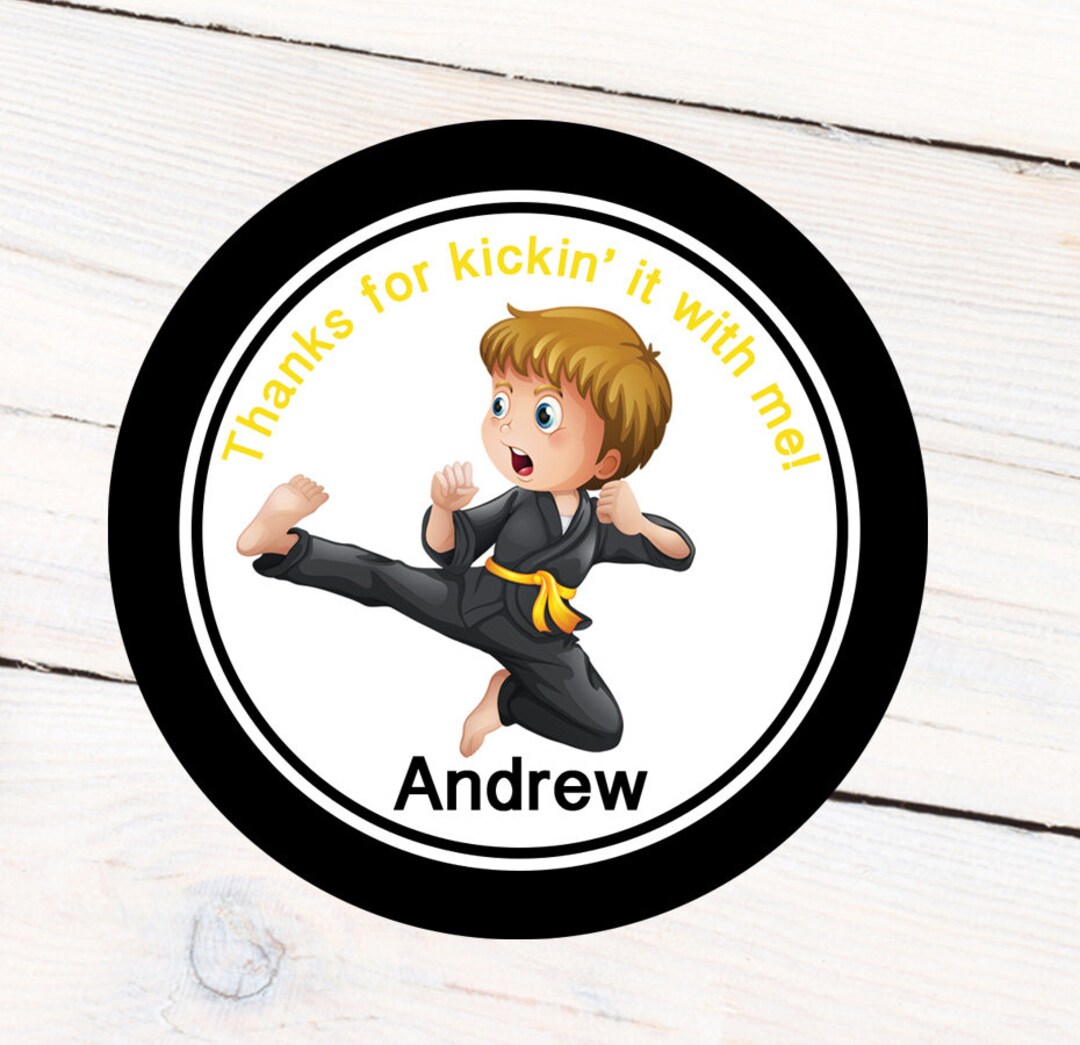 Karate Kid Labels | Birthday Personalized Stickers | Gift Tag ...
